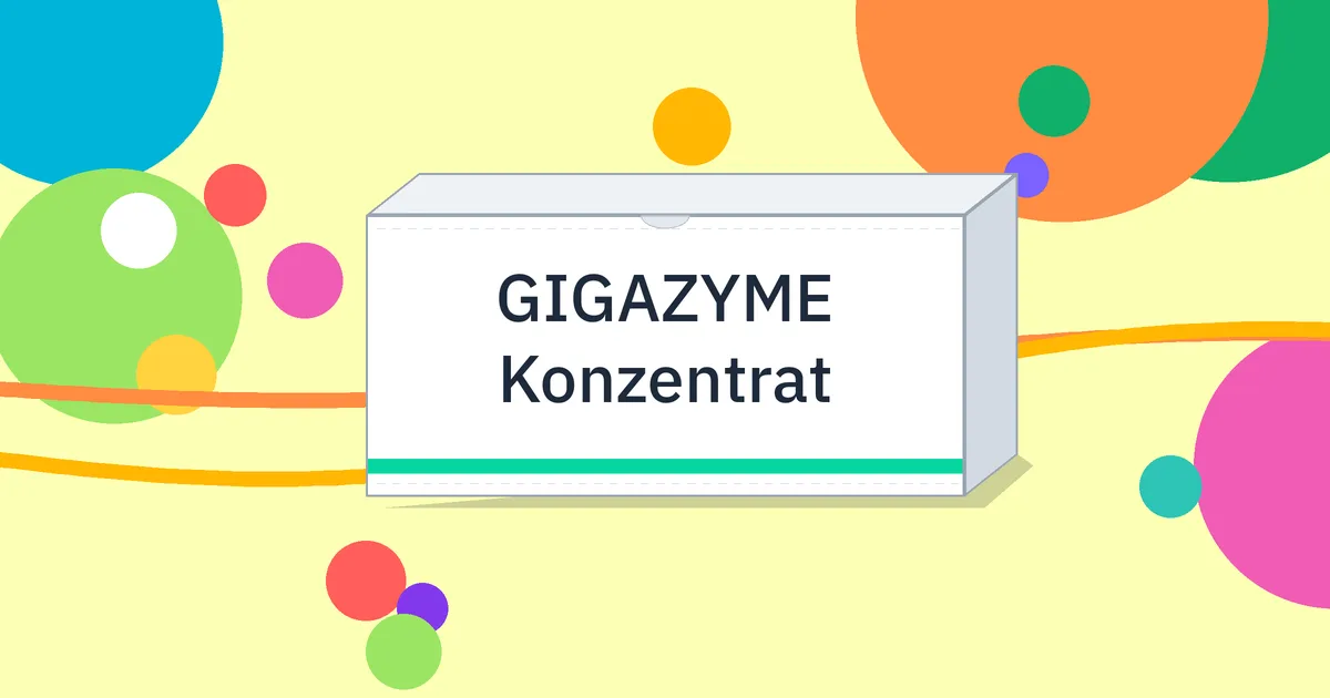 Symbolbild: Packung mit der Aufschrift GIGAZYME Konzentrat (PZN 18501228) – Verfügbarkeit und Bezug in Apotheken in Frankfurt am Main
