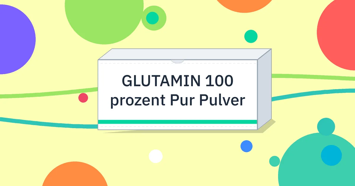 Symbolbild: Packung mit der Aufschrift GLUTAMIN 100 prozent Pur Pulver (PZN 01498309) – Verfügbarkeit und Bezug in Apotheken in Frankfurt am Main