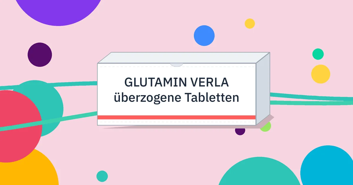 Symbolbild: Packung mit der Aufschrift GLUTAMIN VERLA überzogene Tabletten (PZN 00425998) – Verfügbarkeit und Bezug in Apotheken in Frankfurt am Main