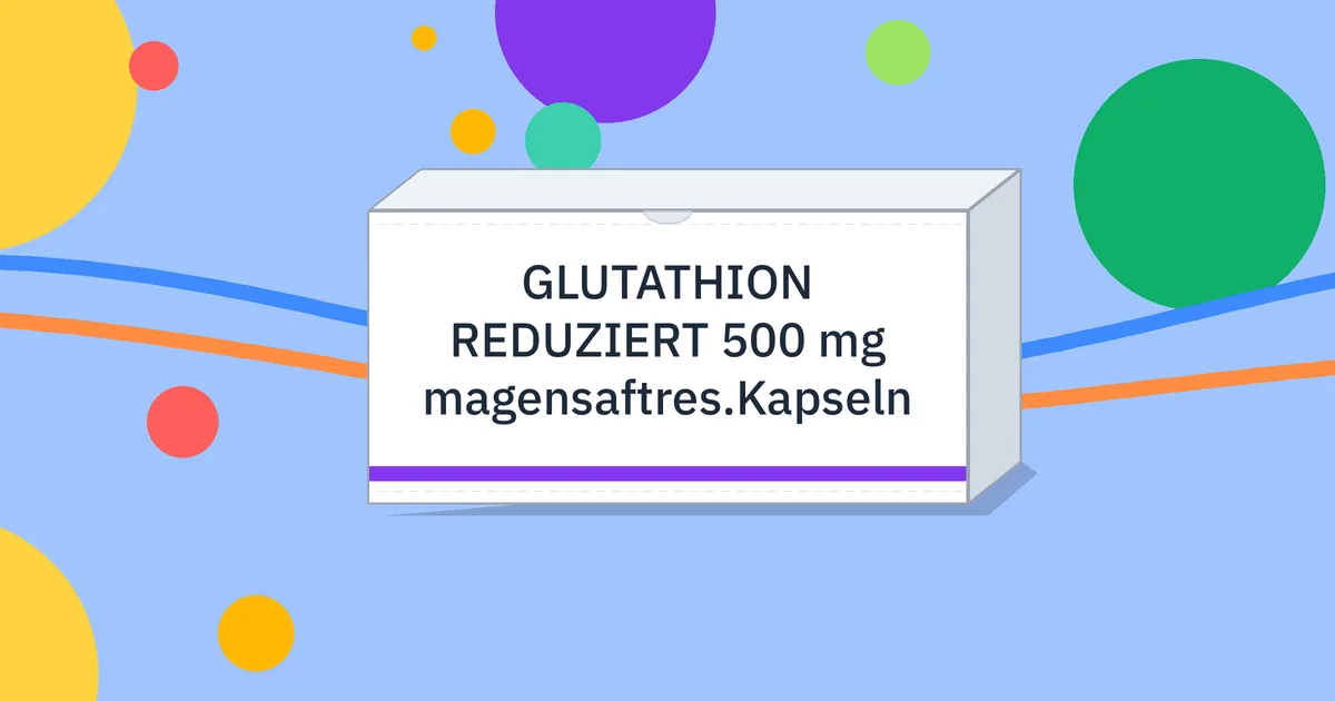 Symbolbild: Packung mit der Aufschrift GLUTATHION REDUZIERT 500 mg magensaftres.Kapseln (PZN 00105495) – Verfügbarkeit und Bezug in Apotheken in Frankfurt am Main