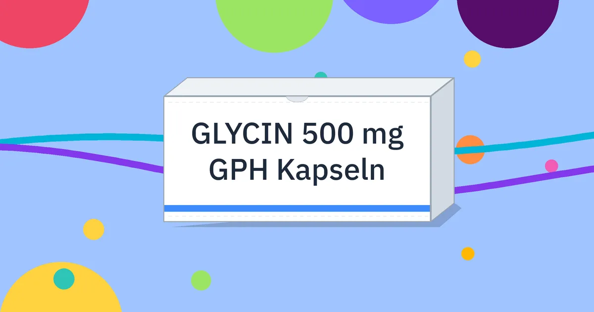 Symbolbild: Packung mit der Aufschrift GLYCIN 500 mg GPH Kapseln (PZN 07766863) – Verfügbarkeit und Bezug in Apotheken in Frankfurt am Main
