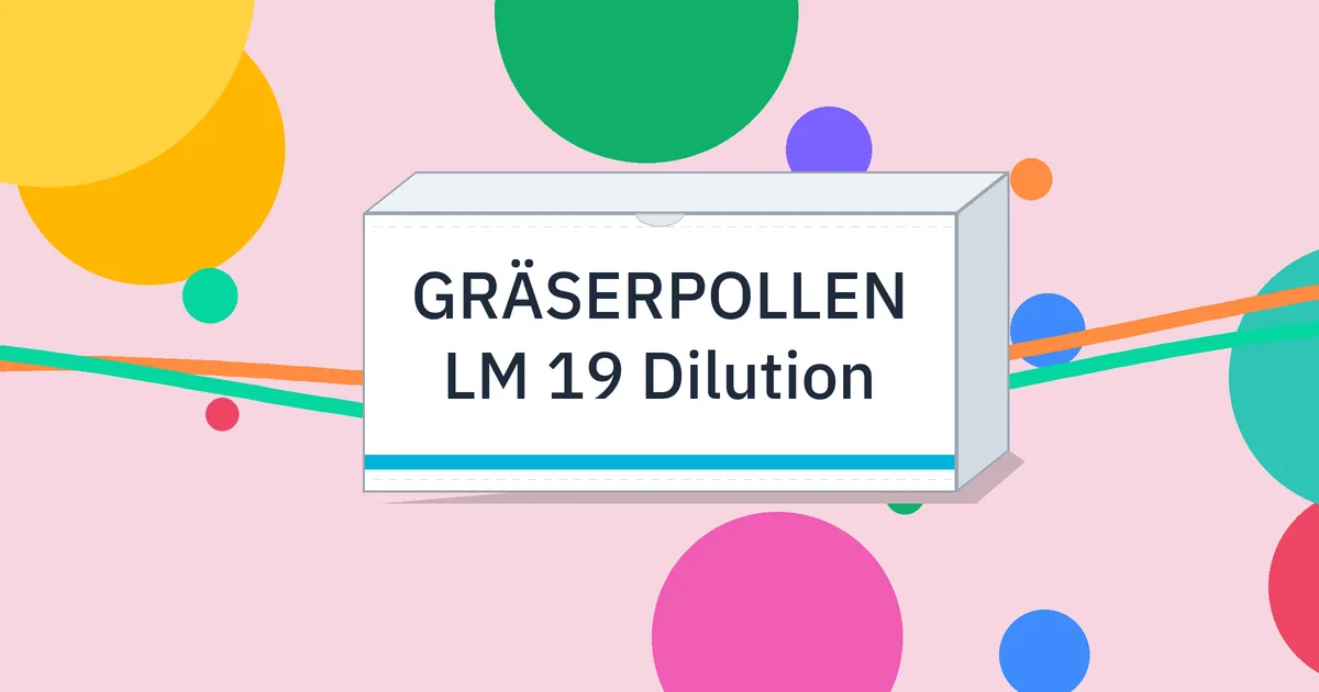 Symbolbild: Packung mit der Aufschrift GRÄSERPOLLEN LM 19 Dilution (PZN 12882241) – Verfügbarkeit und Bezug in Apotheken in Frankfurt am Main