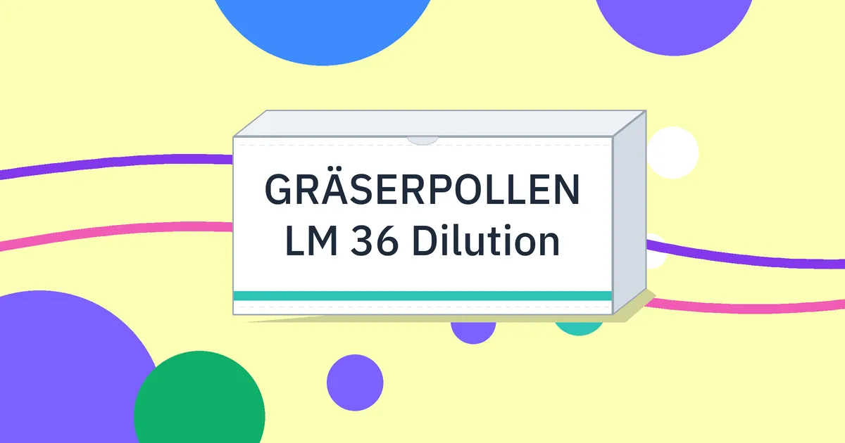 Symbolbild: Packung mit der Aufschrift GRÄSERPOLLEN LM 36 Dilution (PZN 12882376) – Verfügbarkeit und Bezug in Apotheken in Frankfurt am Main