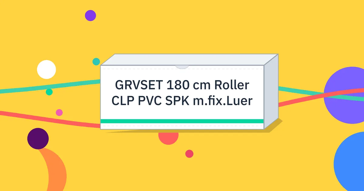 Symbolbild: Packung mit der Aufschrift GRVSET 180 cm Roller CLP PVC SPK m.fix.Luer (PZN 17897514) – Verfügbarkeit und Bezug in Apotheken in Frankfurt am Main