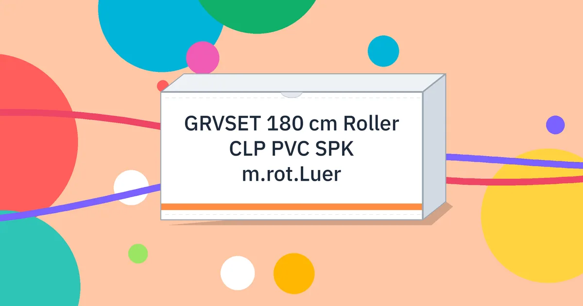 Symbolbild: Packung mit der Aufschrift GRVSET 180 cm Roller CLP PVC SPK m.rot.Luer (PZN 17897460) – Verfügbarkeit und Bezug in Apotheken in Frankfurt am Main