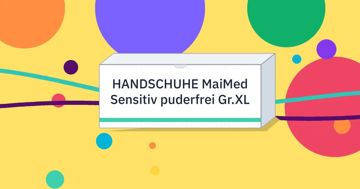 Symbolbild: Packung mit der Aufschrift HANDSCHUHE MaiMed Sensitiv puderfrei Gr.XL (PZN 01603752) – Verfügbarkeit und Bezug in Apotheken in Frankfurt am Main
