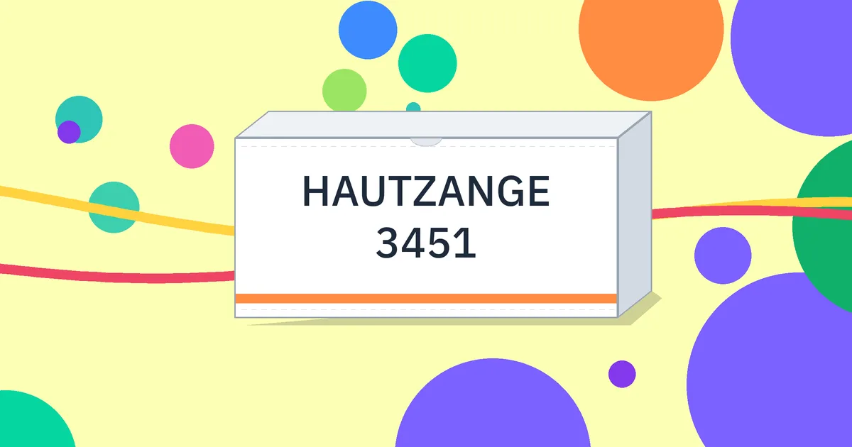 Symbolbild: Packung mit der Aufschrift HAUTZANGE 3451 (PZN 07341655) – Verfügbarkeit und Bezug in Apotheken in Frankfurt am Main
