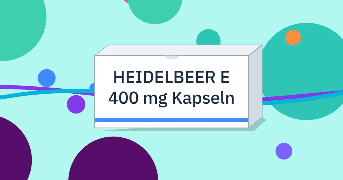 Symbolbild: Packung mit der Aufschrift HEIDELBEER E 400 mg Kapseln (PZN 02454840) – Verfügbarkeit und Bezug in Apotheken in Frankfurt am Main