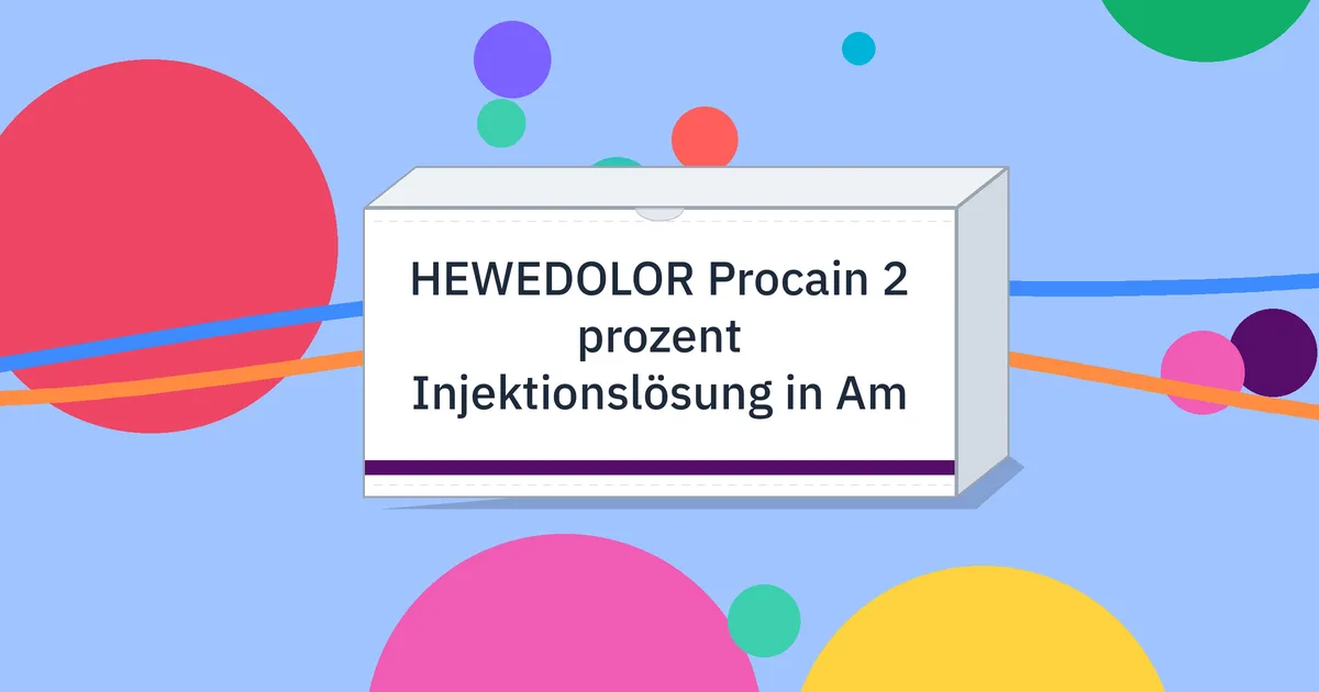 Symbolbild: Packung mit der Aufschrift HEWEDOLOR Procain 2 prozent Injektionslösung in Am (PZN 03919815) – Verfügbarkeit und Bezug in Apotheken in Frankfurt am Main