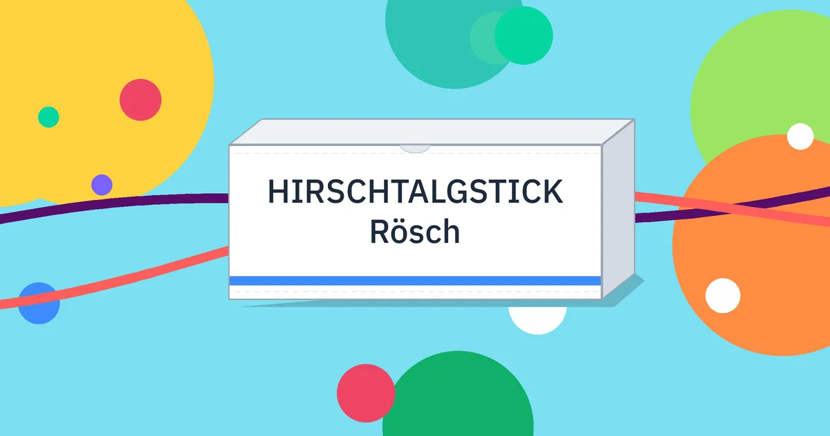 Symbolbild: Packung mit der Aufschrift HIRSCHTALGSTICK Rösch (PZN 13922965) – Verfügbarkeit und Bezug in Apotheken in Frankfurt am Main