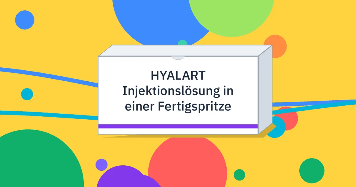 Symbolbild: Packung mit der Aufschrift HYALART Injektionslösung in einer Fertigspritze (PZN 01348308) – Verfügbarkeit und Bezug in Apotheken in Frankfurt am Main