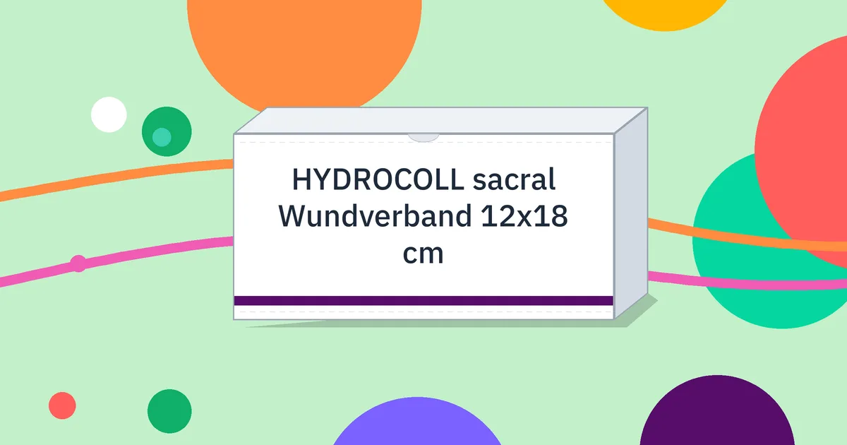 Symbolbild: Packung mit der Aufschrift HYDROCOLL sacral Wundverband 12x18 cm (PZN 17860008) – Verfügbarkeit und Bezug in Apotheken in Frankfurt am Main