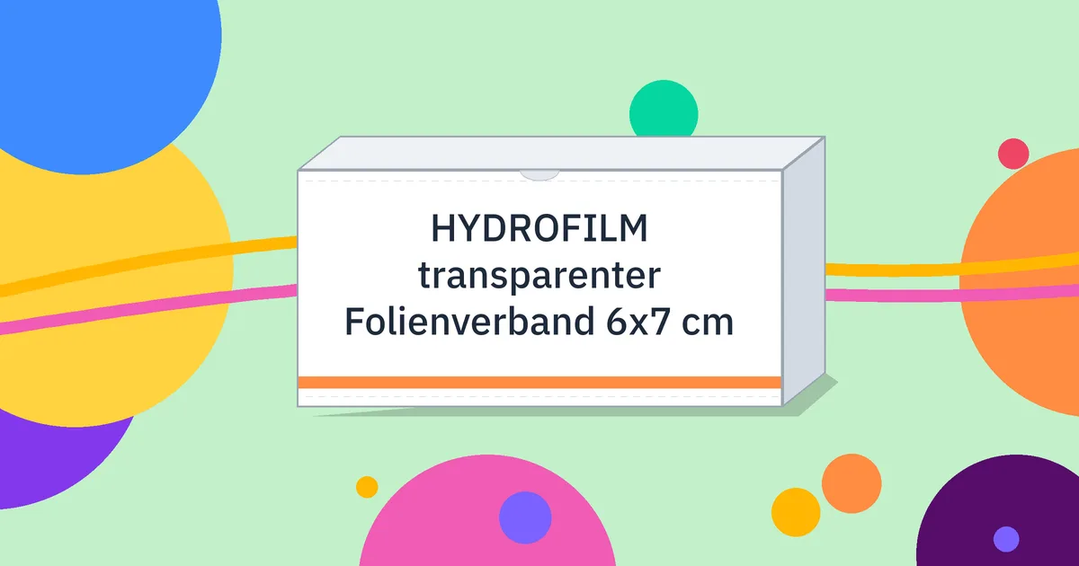 Symbolbild: Packung mit der Aufschrift HYDROFILM transparenter Folienverband 6x7 cm (PZN 17206036) – Verfügbarkeit und Bezug in Apotheken in Frankfurt am Main