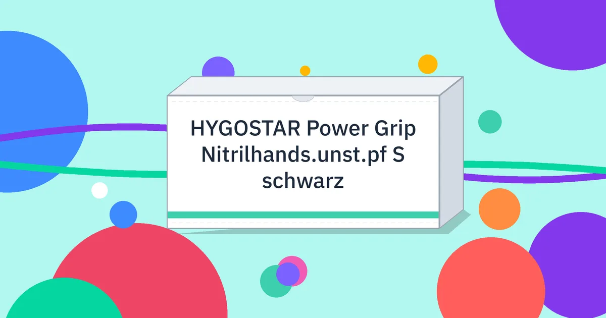 Symbolbild: Packung mit der Aufschrift HYGOSTAR Power Grip Nitrilhands.unst.pf S schwarz (PZN 20774850) – Verfügbarkeit und Bezug in Apotheken in Frankfurt am Main