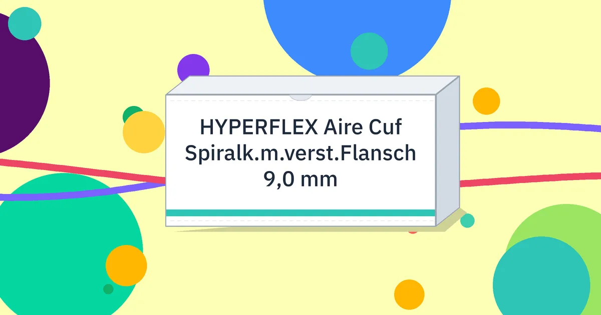 Symbolbild: Packung mit der Aufschrift HYPERFLEX Aire Cuf Spiralk.m.verst.Flansch 9,0 mm (PZN 02253691) – Verfügbarkeit und Bezug in Apotheken in Frankfurt am Main