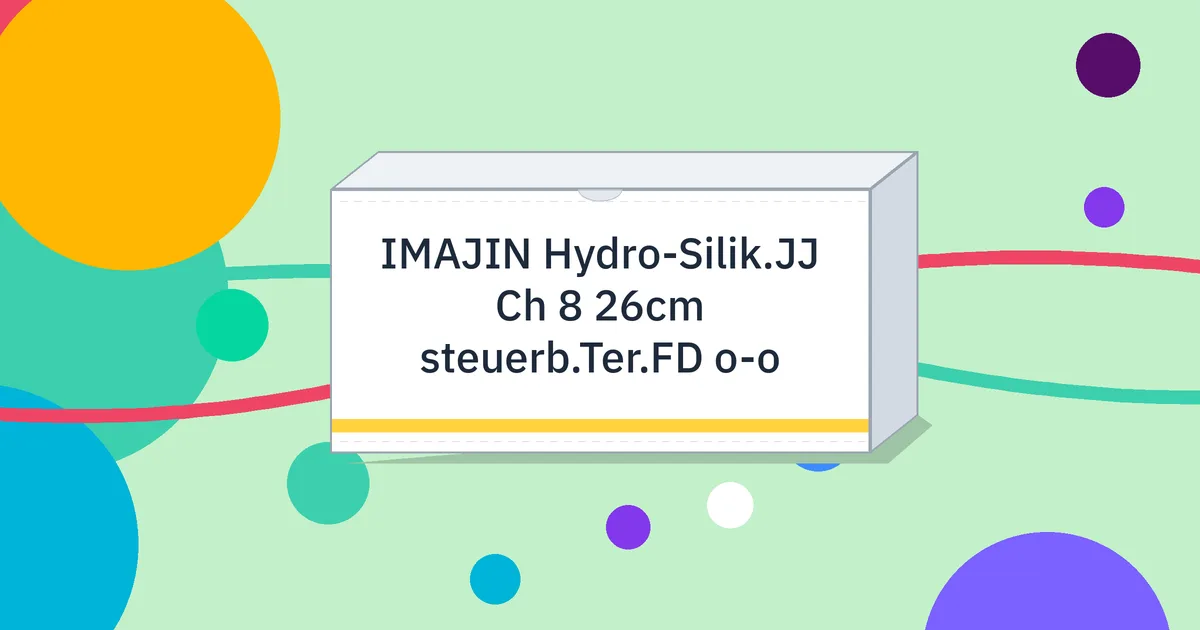 Symbolbild: Packung mit der Aufschrift IMAJIN Hydro-Silik.JJ Ch 8 26cm steuerb.Ter.FD o-o (PZN 17999189) – Verfügbarkeit und Bezug in Apotheken in Frankfurt am Main