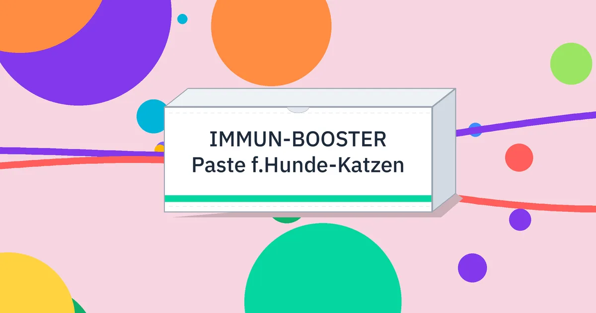 Symbolbild: Packung mit der Aufschrift IMMUN-BOOSTER Paste f.Hunde-Katzen (PZN 17894007) – Verfügbarkeit und Bezug in Apotheken in Frankfurt am Main