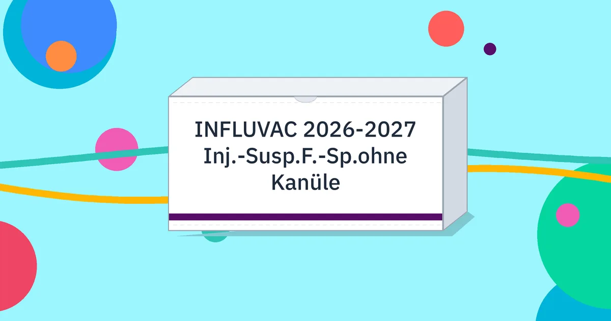 Symbolbild: Packung mit der Aufschrift INFLUVAC 2026-2027 Inj.-Susp.F.-Sp.ohne Kanüle (PZN 20299656) – Verfügbarkeit und Bezug in Apotheken in Frankfurt am Main