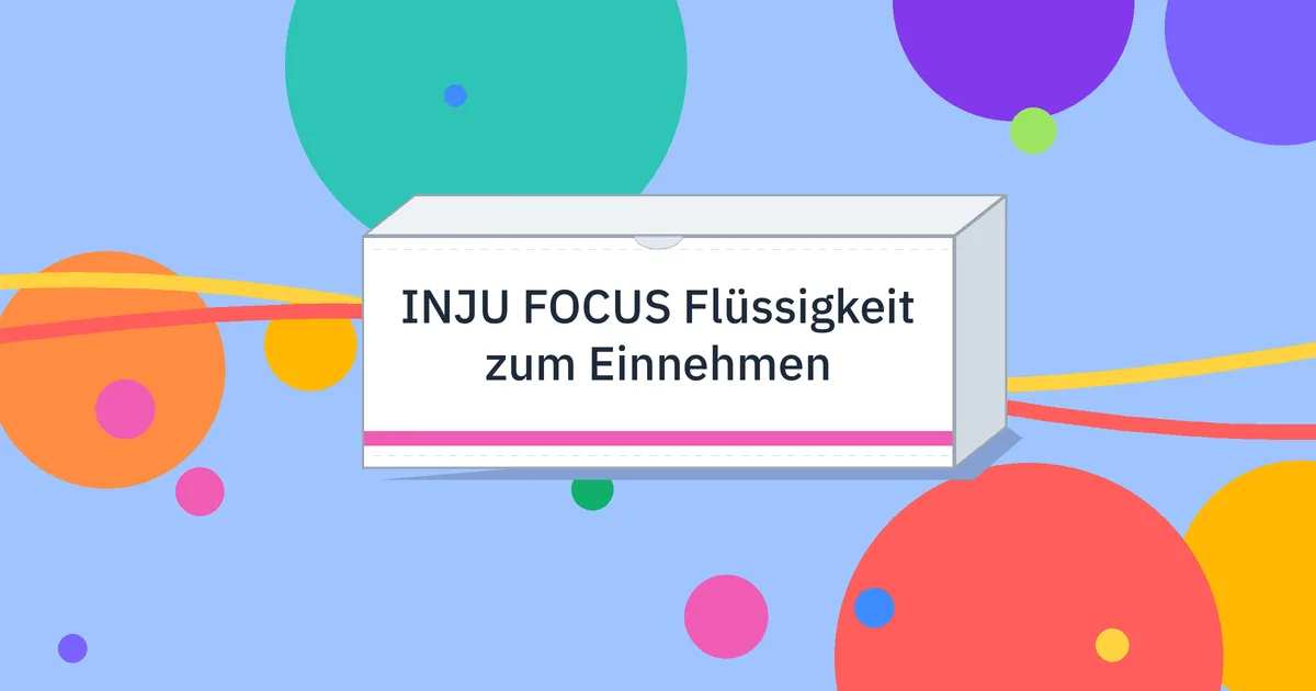 Symbolbild: Packung mit der Aufschrift INJU FOCUS Flüssigkeit zum Einnehmen (PZN 20912677) – Verfügbarkeit und Bezug in Apotheken in Frankfurt am Main