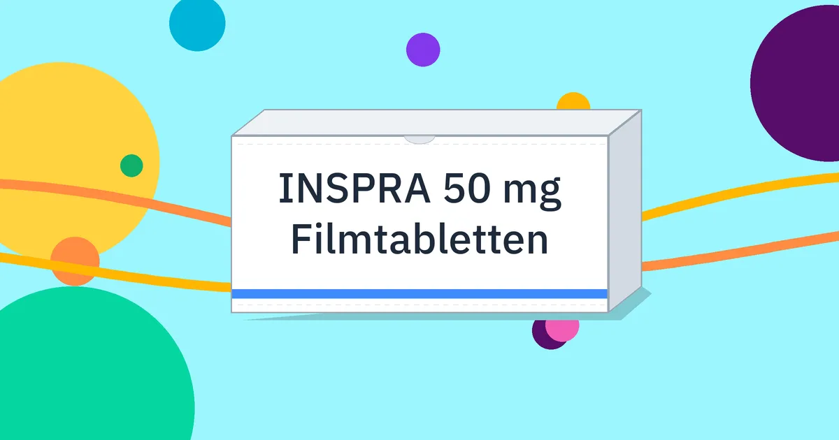Symbolbild: Packung mit der Aufschrift INSPRA 50 mg Filmtabletten (PZN 07586859) – Verfügbarkeit und Bezug in Apotheken in Frankfurt am Main