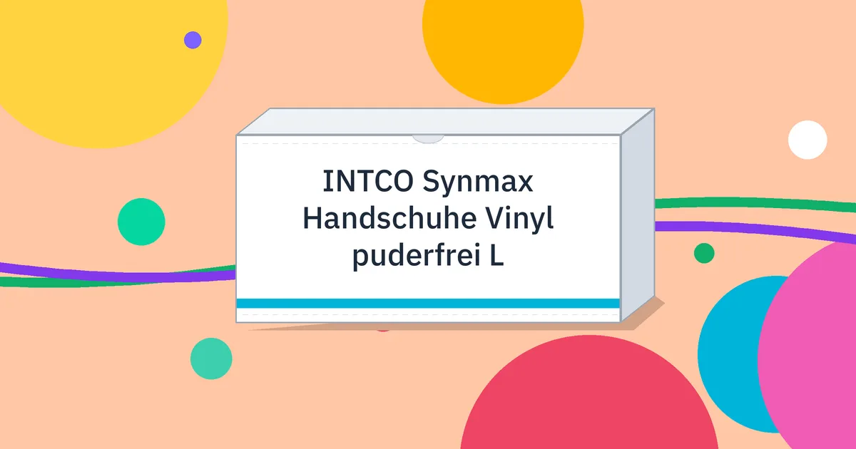Symbolbild: Packung mit der Aufschrift INTCO Synmax Handschuhe Vinyl puderfrei L (PZN 17250014) – Verfügbarkeit und Bezug in Apotheken in Frankfurt am Main