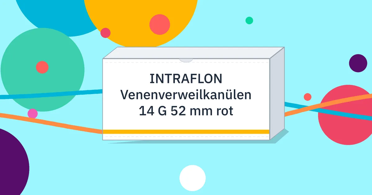 Symbolbild: Packung mit der Aufschrift INTRAFLON Venenverweilkanülen 14 G 52 mm rot (PZN 19367476) – Verfügbarkeit und Bezug in Apotheken in Frankfurt am Main