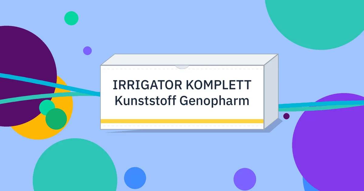 Symbolbild: Packung mit der Aufschrift IRRIGATOR KOMPLETT Kunststoff Genopharm (PZN 03328942) – Verfügbarkeit und Bezug in Apotheken in Frankfurt am Main