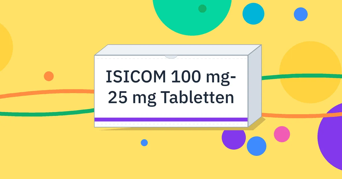 Symbolbild: Packung mit der Aufschrift ISICOM 100 mg-25 mg Tabletten (PZN 09313048) – Verfügbarkeit und Bezug in Apotheken in Frankfurt am Main
