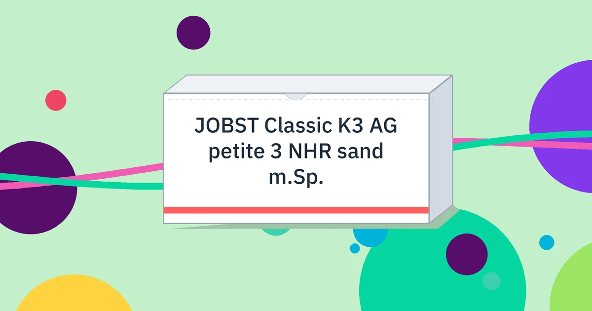 Symbolbild: Packung mit der Aufschrift JOBST Classic K3 AG petite 3 NHR sand m.Sp. (PZN 13072550) – Verfügbarkeit und Bezug in Apotheken in Frankfurt am Main