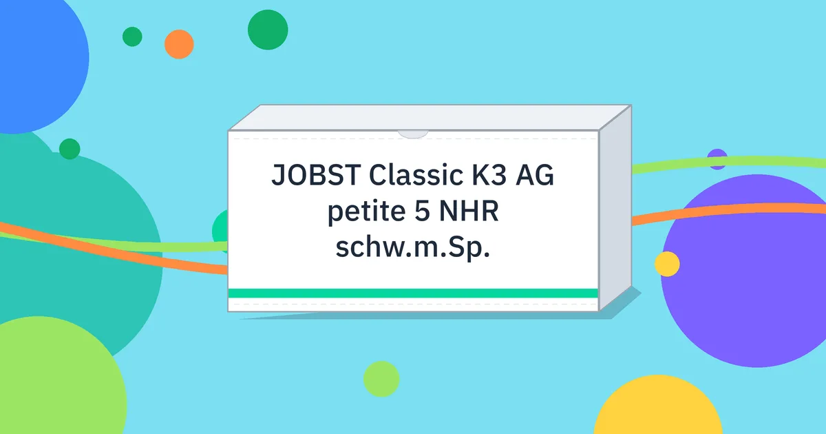 Symbolbild: Packung mit der Aufschrift JOBST Classic K3 AG petite 5 NHR schw.m.Sp. (PZN 13072656) – Verfügbarkeit und Bezug in Apotheken in Frankfurt am Main