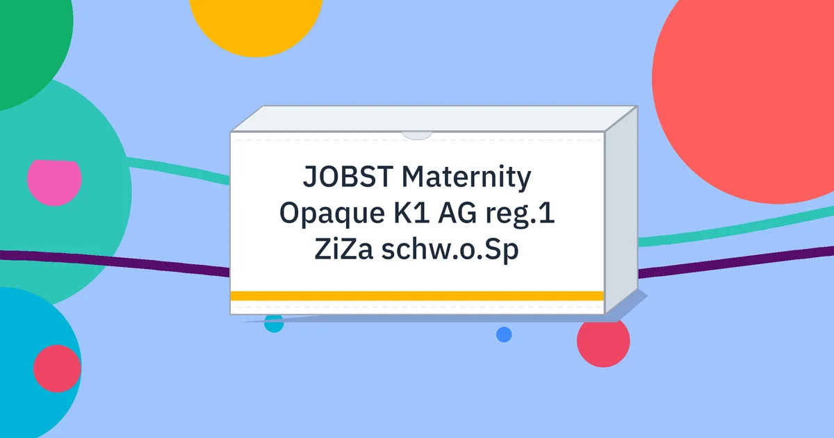Symbolbild: Packung mit der Aufschrift JOBST Maternity Opaque K1 AG reg.1 ZiZa schw.o.Sp (PZN 15852200) – Verfügbarkeit und Bezug in Apotheken in Frankfurt am Main