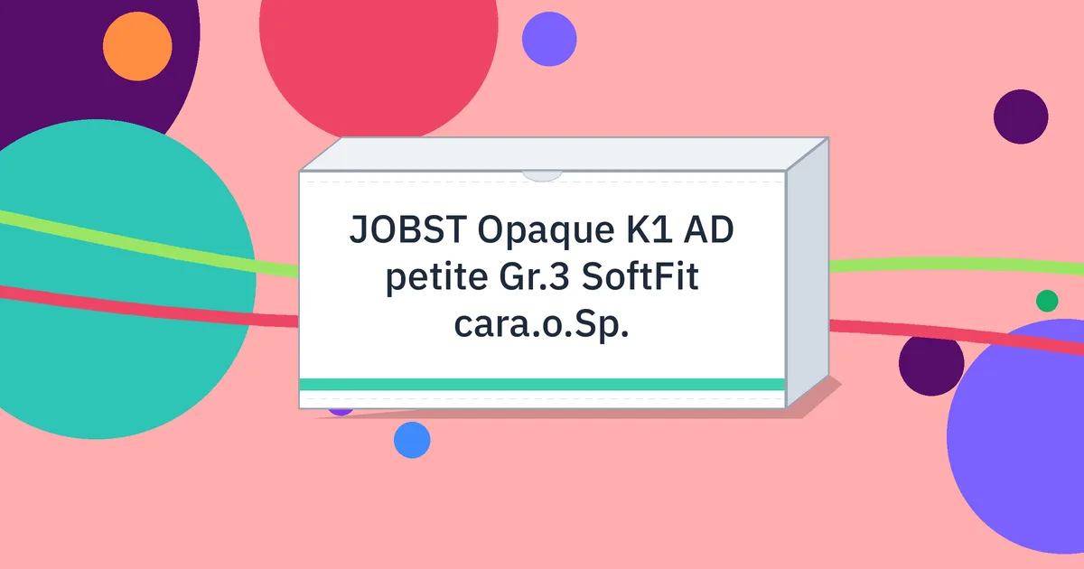 Symbolbild: Packung mit der Aufschrift JOBST Opaque K1 AD petite Gr.3 SoftFit cara.o.Sp. (PZN 13080437) – Verfügbarkeit und Bezug in Apotheken in Frankfurt am Main