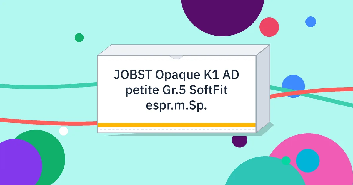Symbolbild: Packung mit der Aufschrift JOBST Opaque K1 AD petite Gr.5 SoftFit espr.m.Sp. (PZN 16264617) – Verfügbarkeit und Bezug in Apotheken in Frankfurt am Main