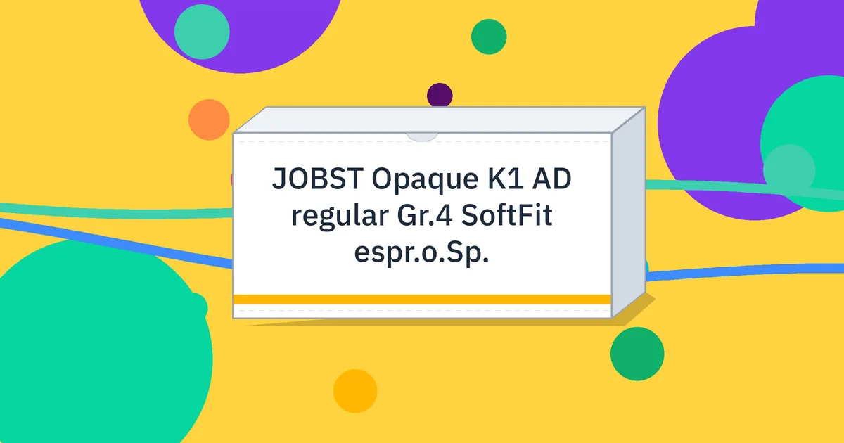 Symbolbild: Packung mit der Aufschrift JOBST Opaque K1 AD regular Gr.4 SoftFit espr.o.Sp. (PZN 16263374) – Verfügbarkeit und Bezug in Apotheken in Frankfurt am Main