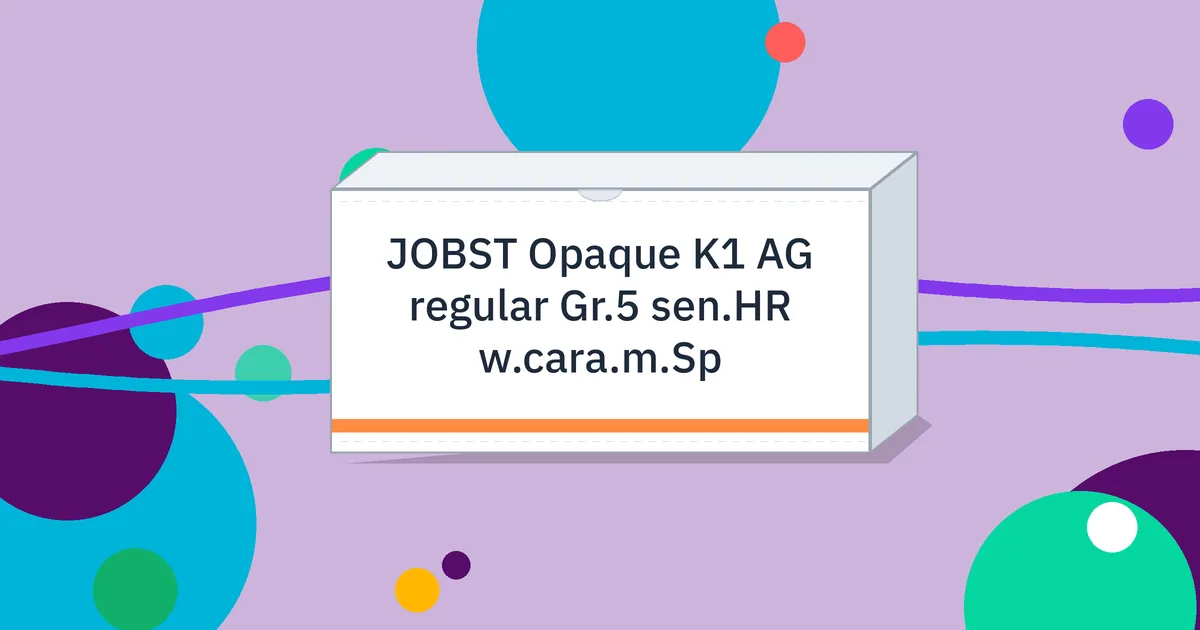 Symbolbild: Packung mit der Aufschrift JOBST Opaque K1 AG regular Gr.5 sen.HR w.cara.m.Sp (PZN 13092972) – Verfügbarkeit und Bezug in Apotheken in Frankfurt am Main