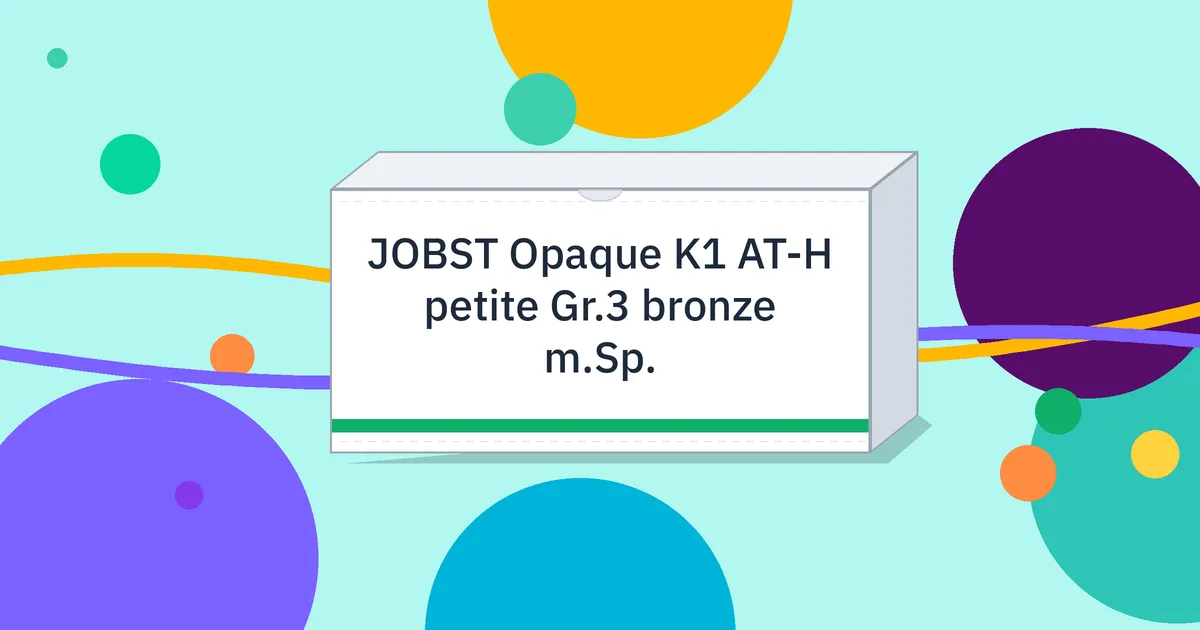 Symbolbild: Packung mit der Aufschrift JOBST Opaque K1 AT-H petite Gr.3 bronze m.Sp. (PZN 13101783) – Verfügbarkeit und Bezug in Apotheken in Frankfurt am Main