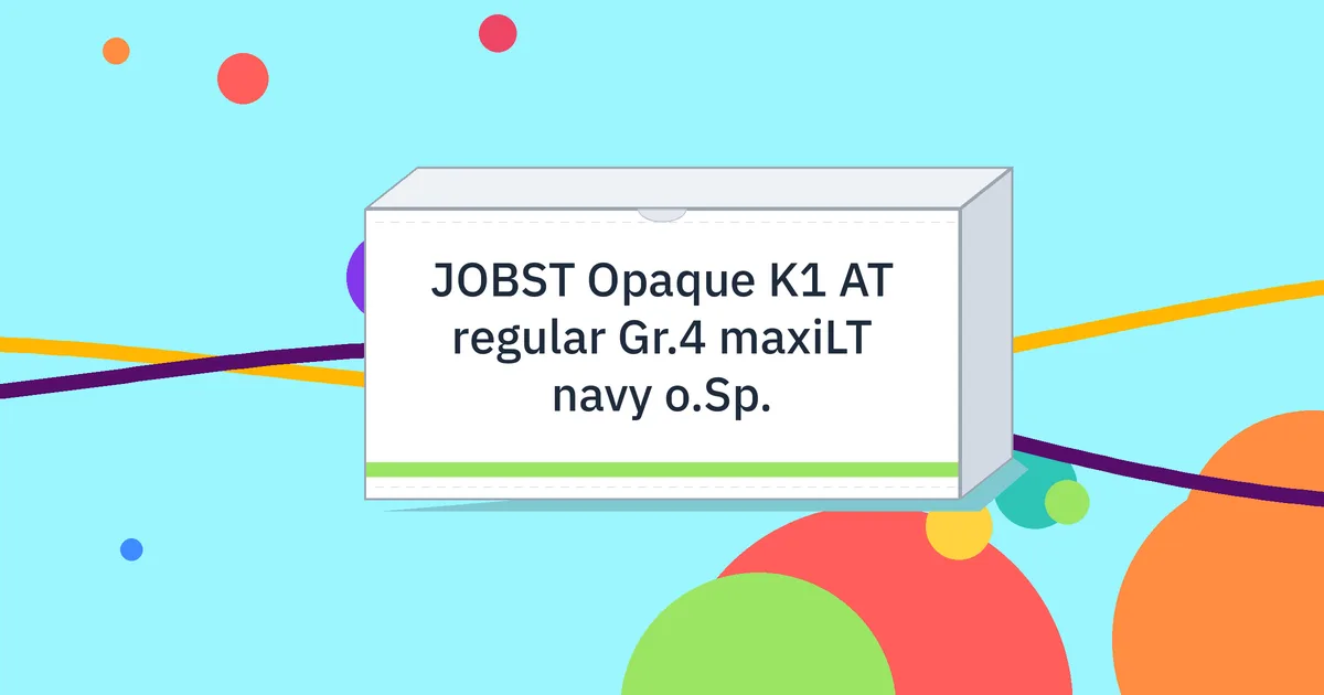 Symbolbild: Packung mit der Aufschrift JOBST Opaque K1 AT regular Gr.4 maxiLT navy o.Sp. (PZN 13106533) – Verfügbarkeit und Bezug in Apotheken in Frankfurt am Main