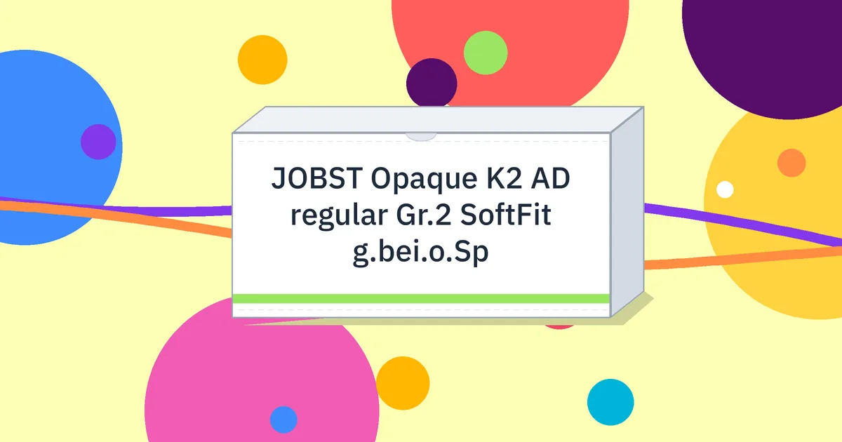 Symbolbild: Packung mit der Aufschrift JOBST Opaque K2 AD regular Gr.2 SoftFit g.bei.o.Sp (PZN 16277614) – Verfügbarkeit und Bezug in Apotheken in Frankfurt am Main