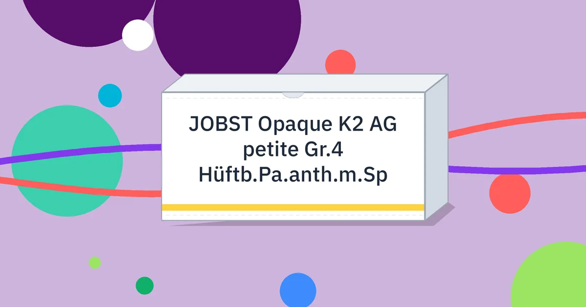 Symbolbild: Packung mit der Aufschrift JOBST Opaque K2 AG petite Gr.4 Hüftb.Pa.anth.m.Sp (PZN 16288960) – Verfügbarkeit und Bezug in Apotheken in Frankfurt am Main