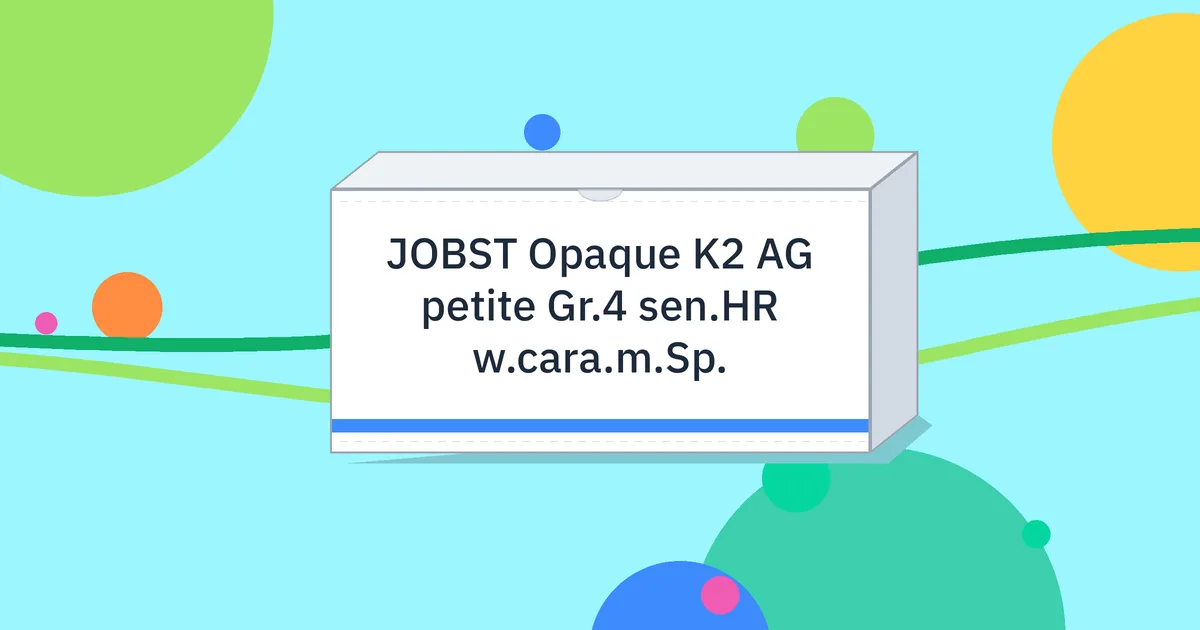 Symbolbild: Packung mit der Aufschrift JOBST Opaque K2 AG petite Gr.4 sen.HR w.cara.m.Sp. (PZN 11256895) – Verfügbarkeit und Bezug in Apotheken in Frankfurt am Main