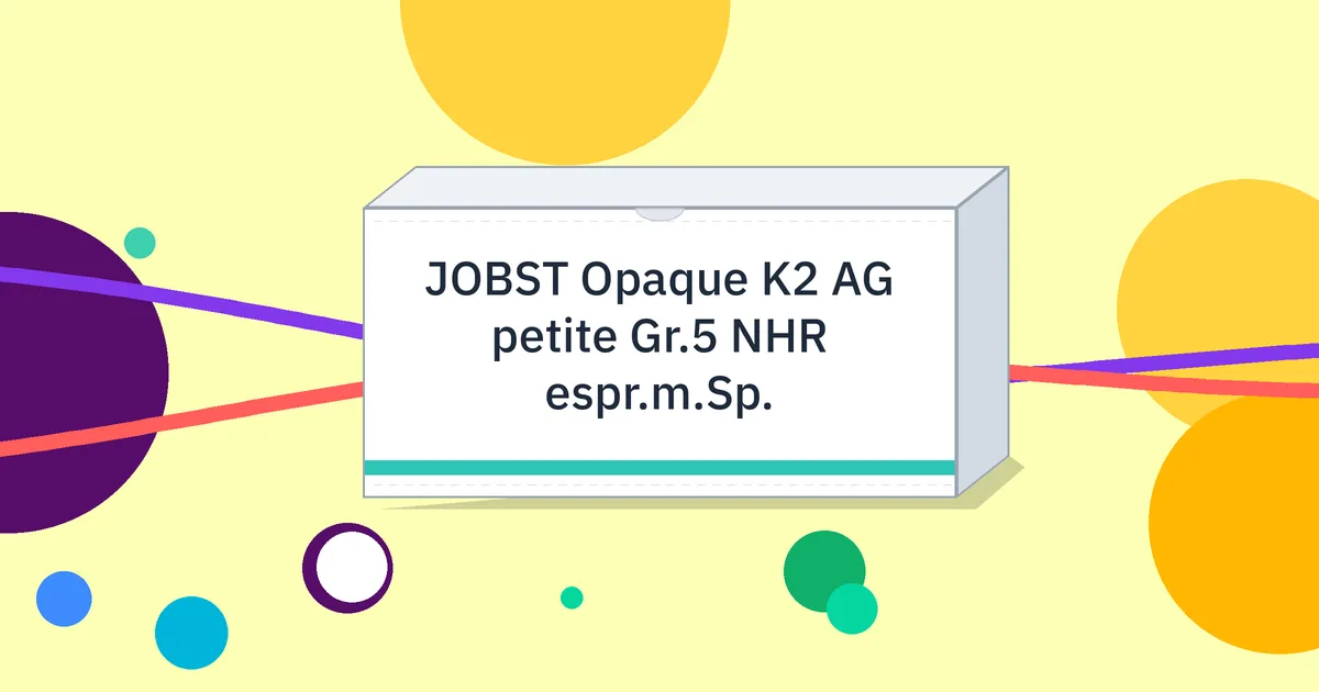 Symbolbild: Packung mit der Aufschrift JOBST Opaque K2 AG petite Gr.5 NHR espr.m.Sp. (PZN 16285482) – Verfügbarkeit und Bezug in Apotheken in Frankfurt am Main