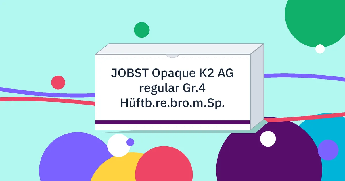 Symbolbild: Packung mit der Aufschrift JOBST Opaque K2 AG regular Gr.4 Hüftb.re.bro.m.Sp. (PZN 13117117) – Verfügbarkeit und Bezug in Apotheken in Frankfurt am Main