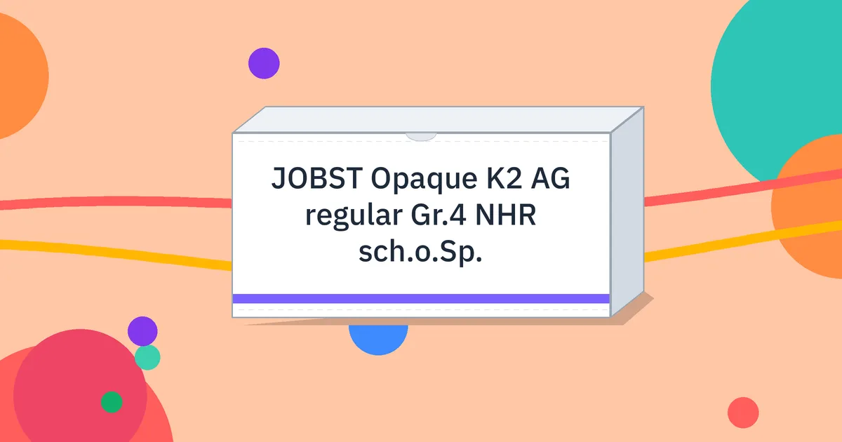 Symbolbild: Packung mit der Aufschrift JOBST Opaque K2 AG regular Gr.4 NHR sch.o.Sp. (PZN 11218713) – Verfügbarkeit und Bezug in Apotheken in Frankfurt am Main