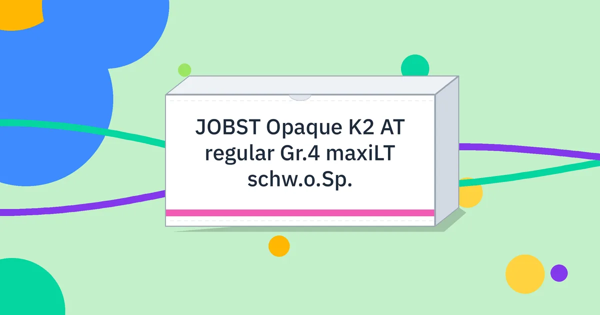 Symbolbild: Packung mit der Aufschrift JOBST Opaque K2 AT regular Gr.4 maxiLT schw.o.Sp. (PZN 13122153) – Verfügbarkeit und Bezug in Apotheken in Frankfurt am Main