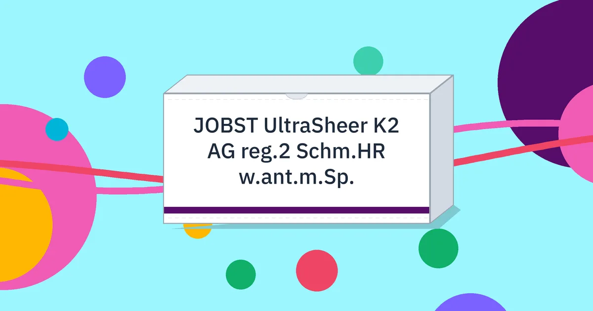 Symbolbild: Packung mit der Aufschrift JOBST UltraSheer K2 AG reg.2 Schm.HR w.ant.m.Sp. (PZN 13145177) – Verfügbarkeit und Bezug in Apotheken in Frankfurt am Main
