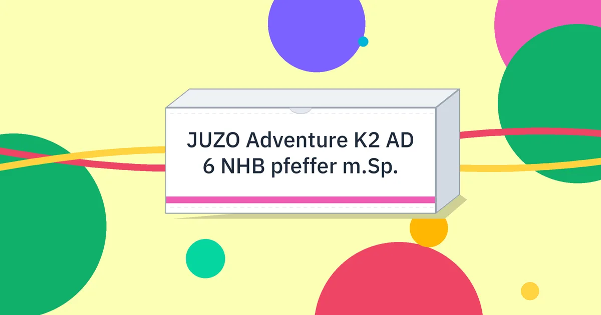 Symbolbild: Packung mit der Aufschrift JUZO Adventure K2 AD 6 NHB pfeffer m.Sp. (PZN 14974504) – Verfügbarkeit und Bezug in Apotheken in Frankfurt am Main