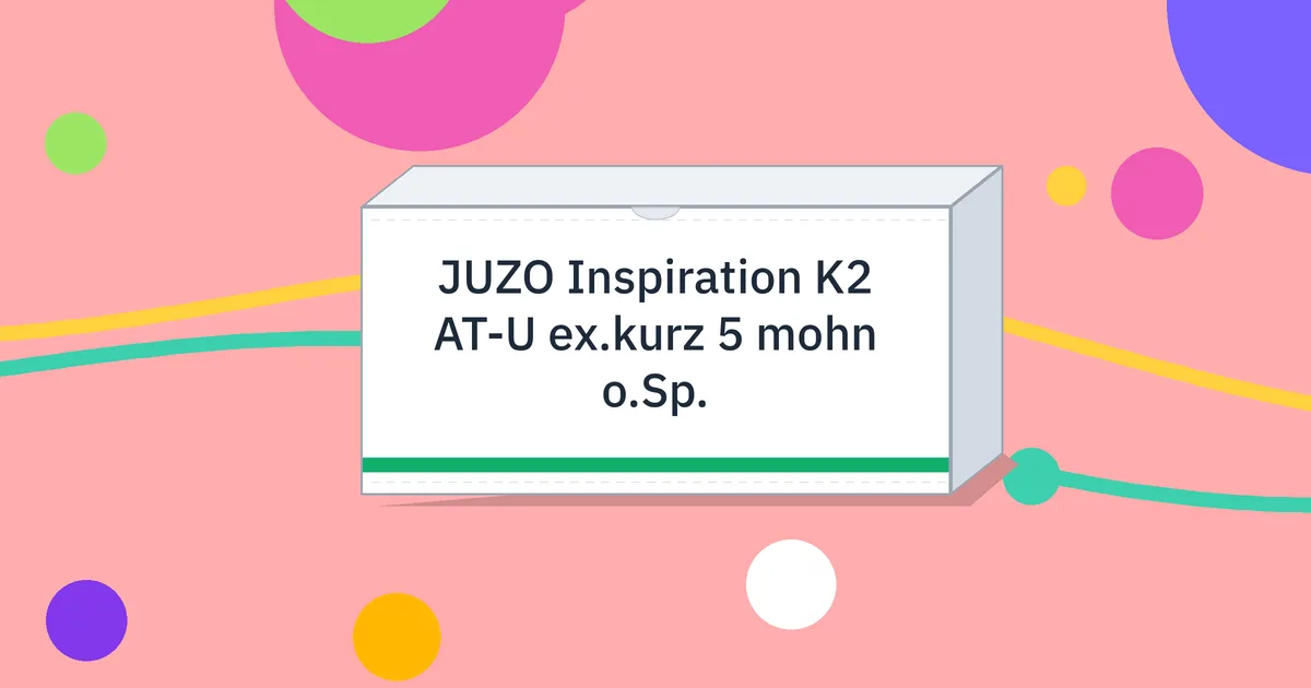 Symbolbild: Packung mit der Aufschrift JUZO Inspiration K2 AT-U ex.kurz 5 mohn o.Sp. (PZN 14930323) – Verfügbarkeit und Bezug in Apotheken in Frankfurt am Main