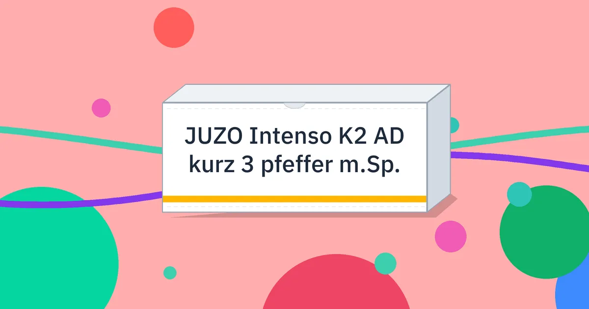 Symbolbild: Packung mit der Aufschrift JUZO Intenso K2 AD kurz 3 pfeffer m.Sp. (PZN 18607286) – Verfügbarkeit und Bezug in Apotheken in Frankfurt am Main
