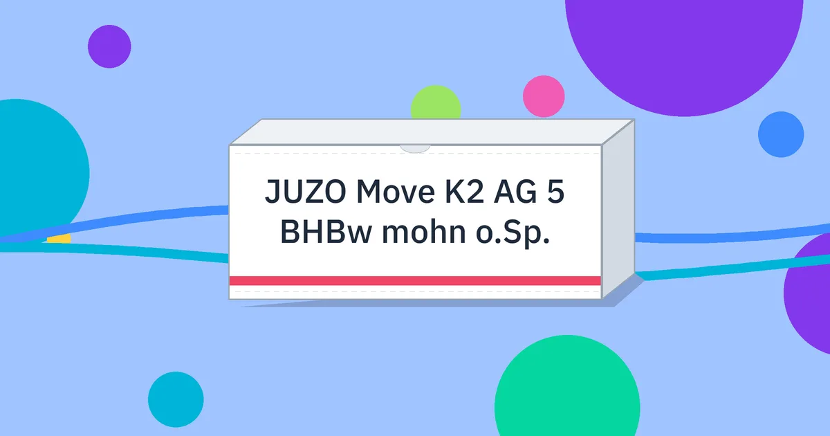 Symbolbild: Packung mit der Aufschrift JUZO Move K2 AG 5 BHBw mohn o.Sp. (PZN 18558062) – Verfügbarkeit und Bezug in Apotheken in Frankfurt am Main