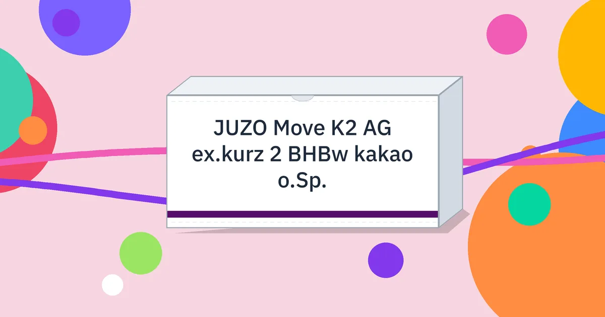 Symbolbild: Packung mit der Aufschrift JUZO Move K2 AG ex.kurz 2 BHBw kakao o.Sp. (PZN 18566009) – Verfügbarkeit und Bezug in Apotheken in Frankfurt am Main